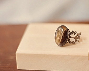Brown stone ring | Etsy