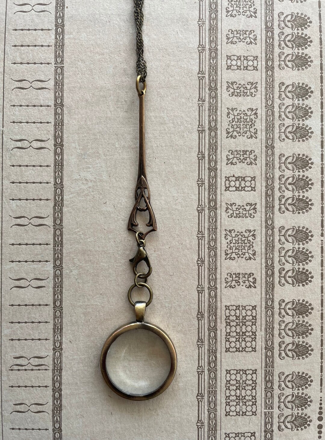 Art Nouveau Magnifying Glass Necklace Loupe Magnifier Gothic Necklace ...