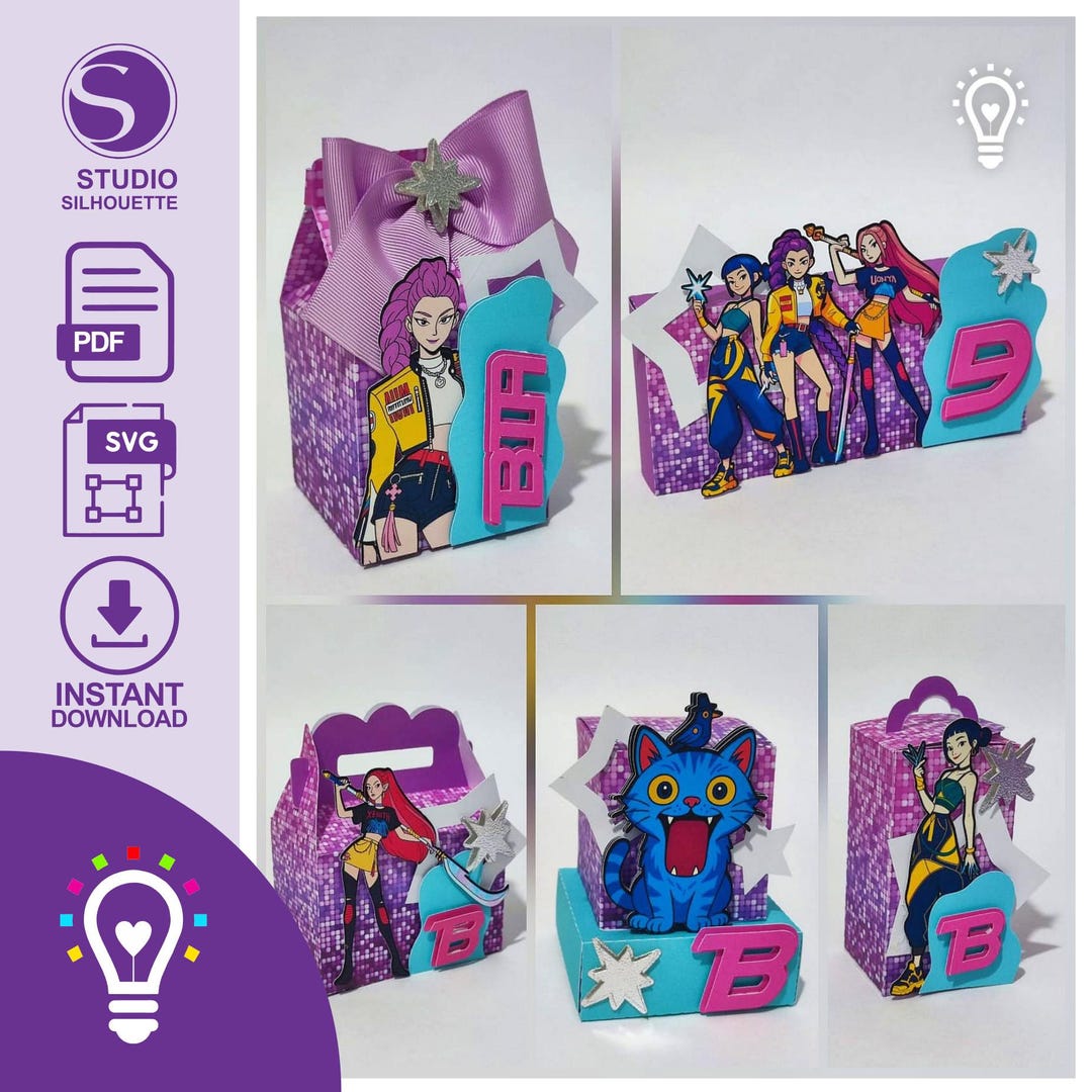 SVG and STUDIO and PDF Digital File, Printable Party Box, Kpop Demon ...