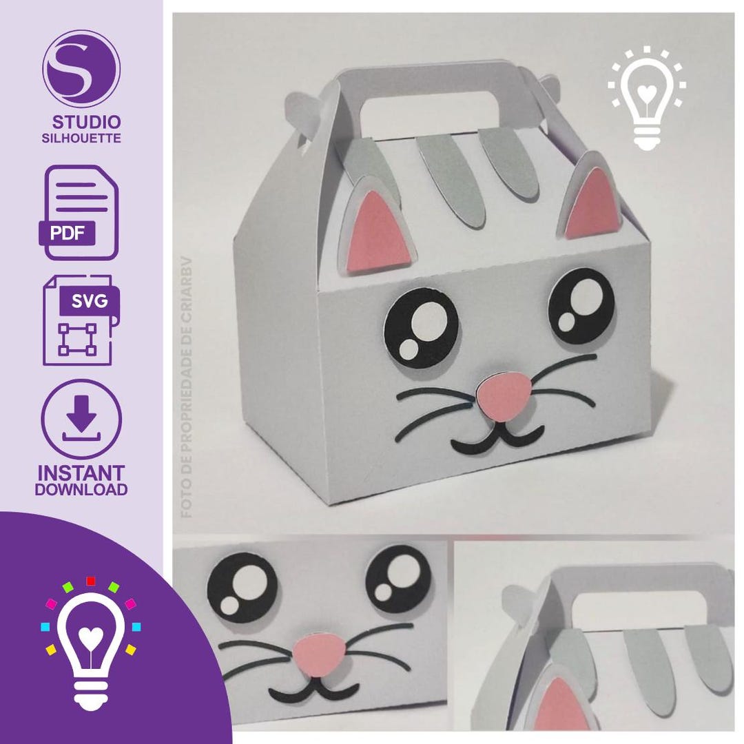 Kitty Box Template, Cat, Kitty Party, Svg File, Pdf and Kitty Studio ...