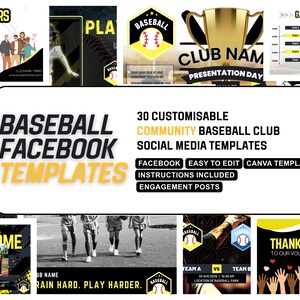 BASEBALL CLUB Canva Template | Customisable and Easy to Edit Facebook ...
