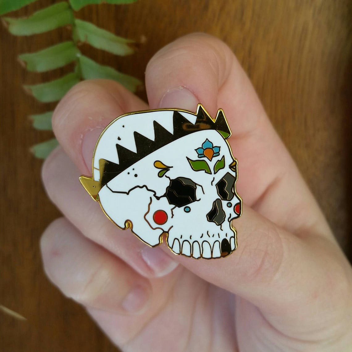 Skull With Gold Crown Hard Enamel Pin Skull Pin Enamel Pins | Etsy