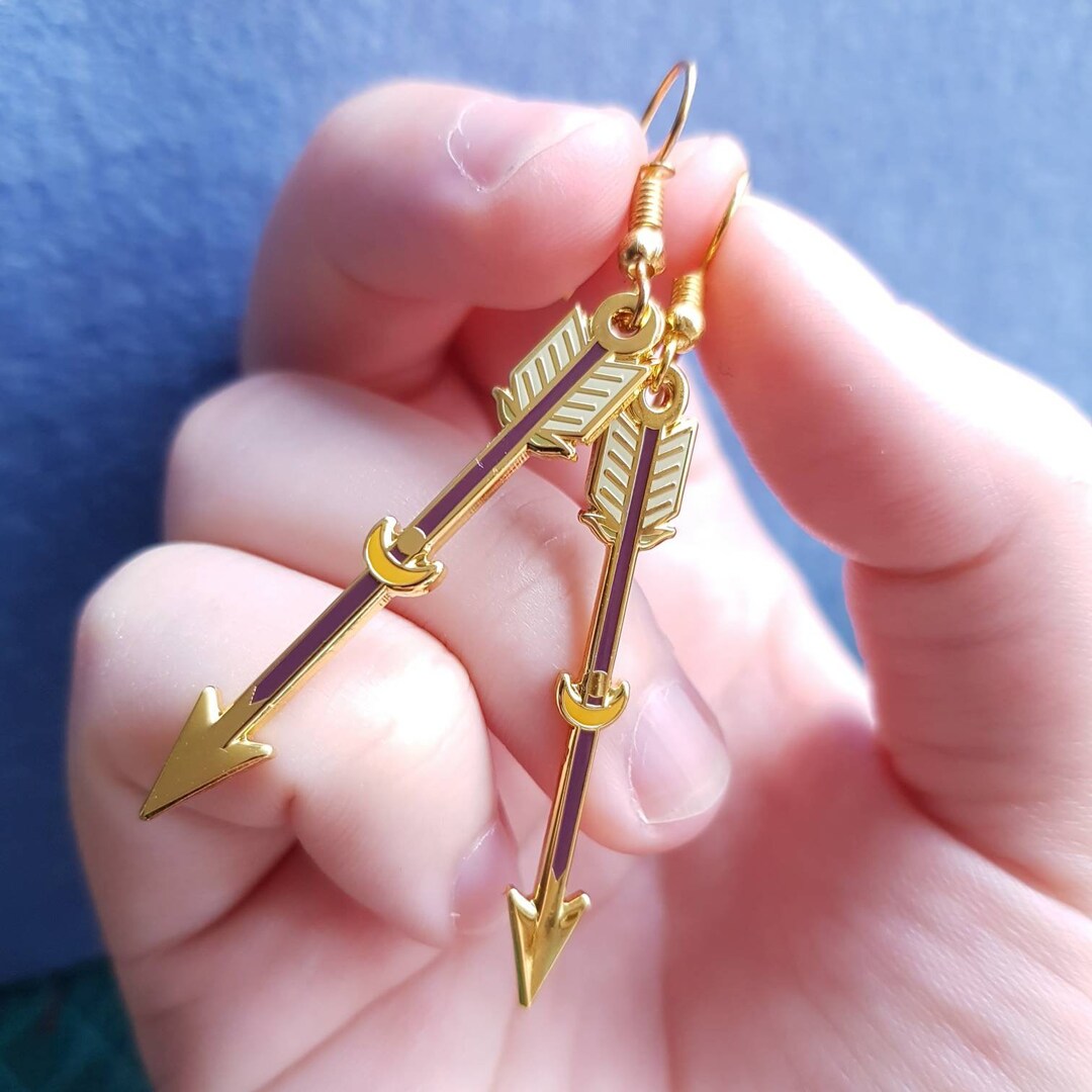 Arrow Earrings Hard Enamel Arrow, Archery, Archer, Gold Earrings ...
