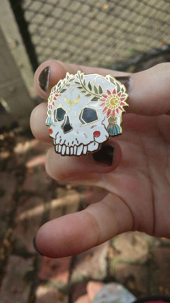 Ornate Skull Hard Enamel Pin With Floral Wreath Skull Pin - Etsy Canada