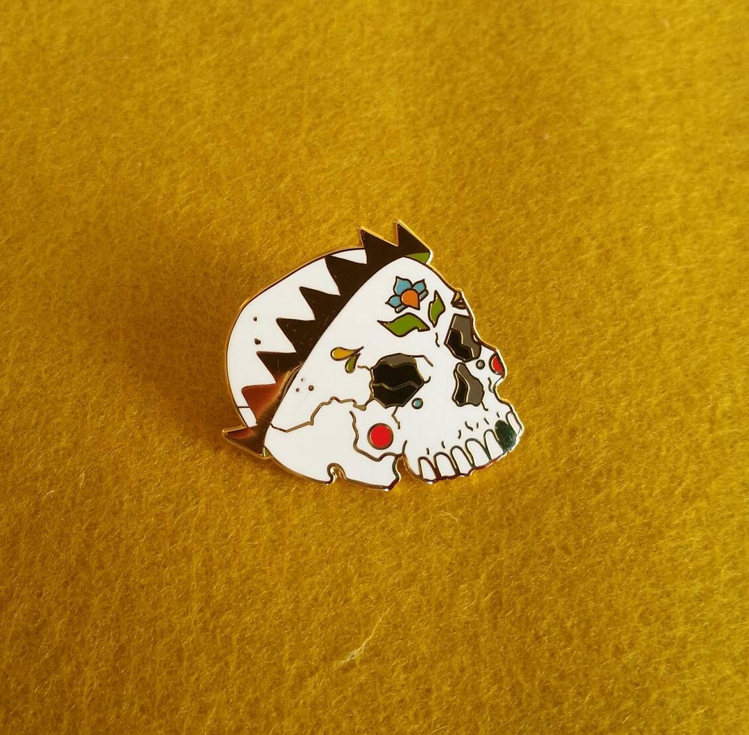 Skull With Gold Crown Hard Enamel Pin Skull Pin Enamel Pins - Etsy