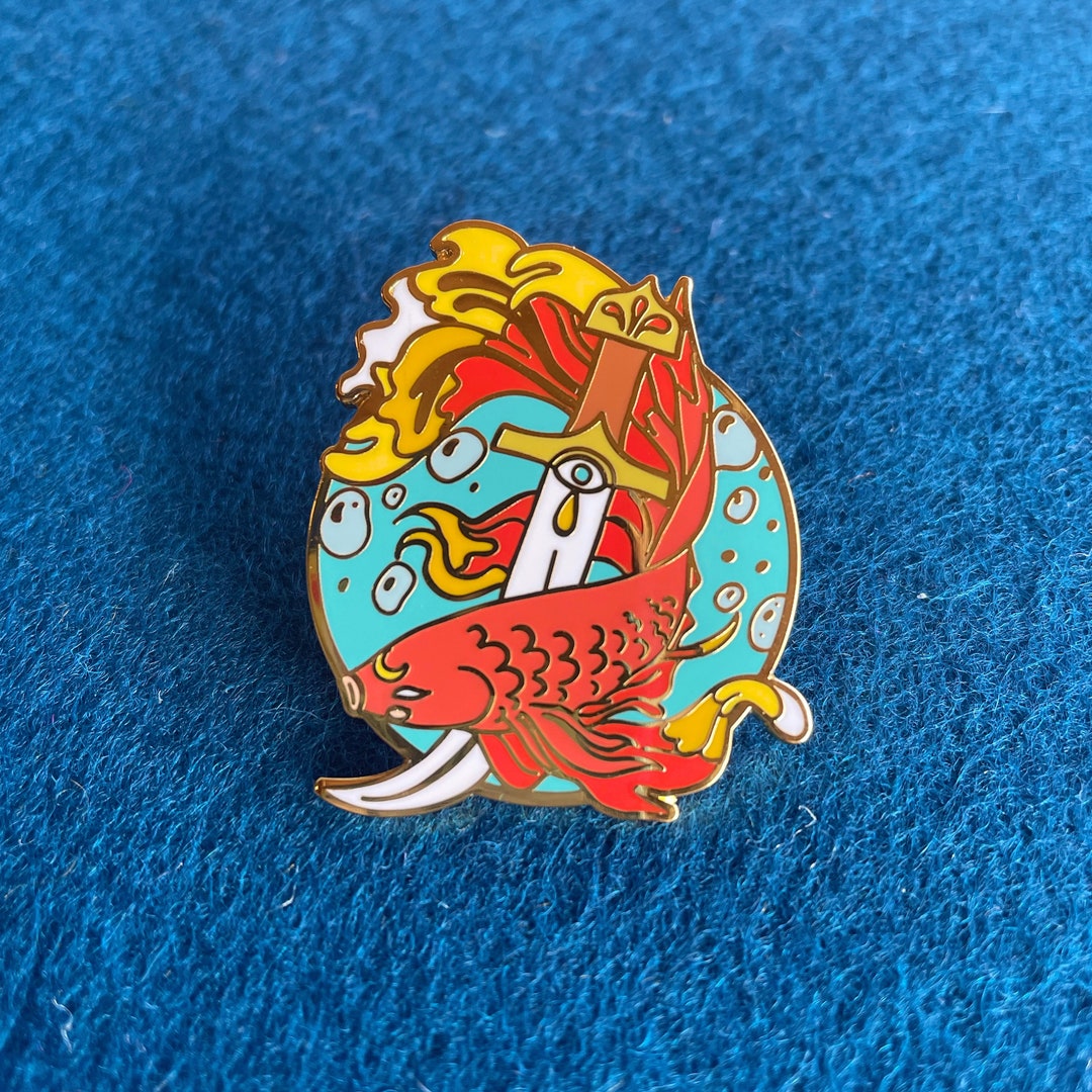 Red and Gold Fighter Fish Hard Enamel Pin, Gift Idea, Hat Pins, Lapel ...