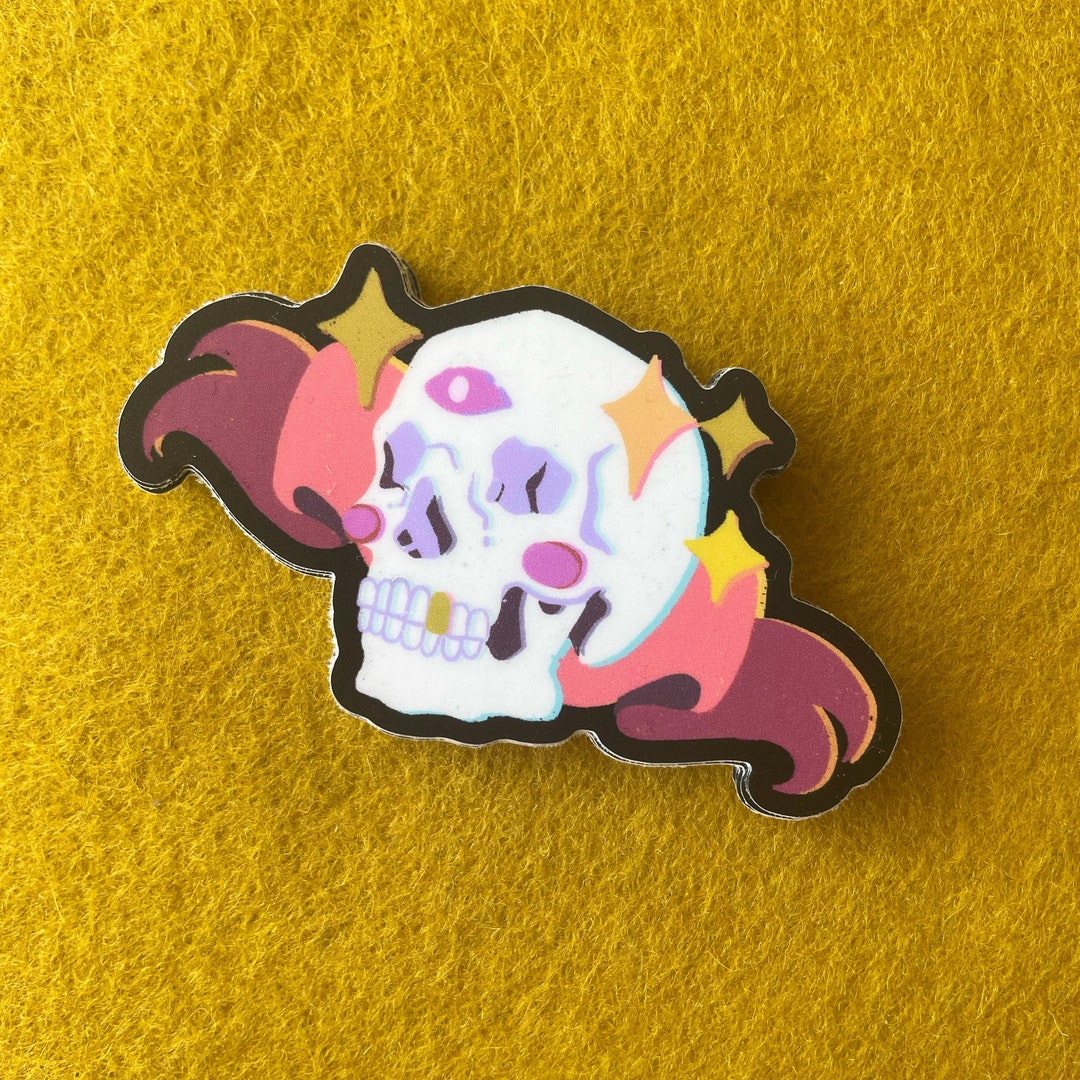 Starry Skull Vinyl Sticker - Skulls, Decal, Glitch Art, Glitch Sticker ...