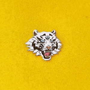 Tiger Enamel Pin With Glitter Eyes - Lapel Pin, Cloisonné Badge, Hard ...