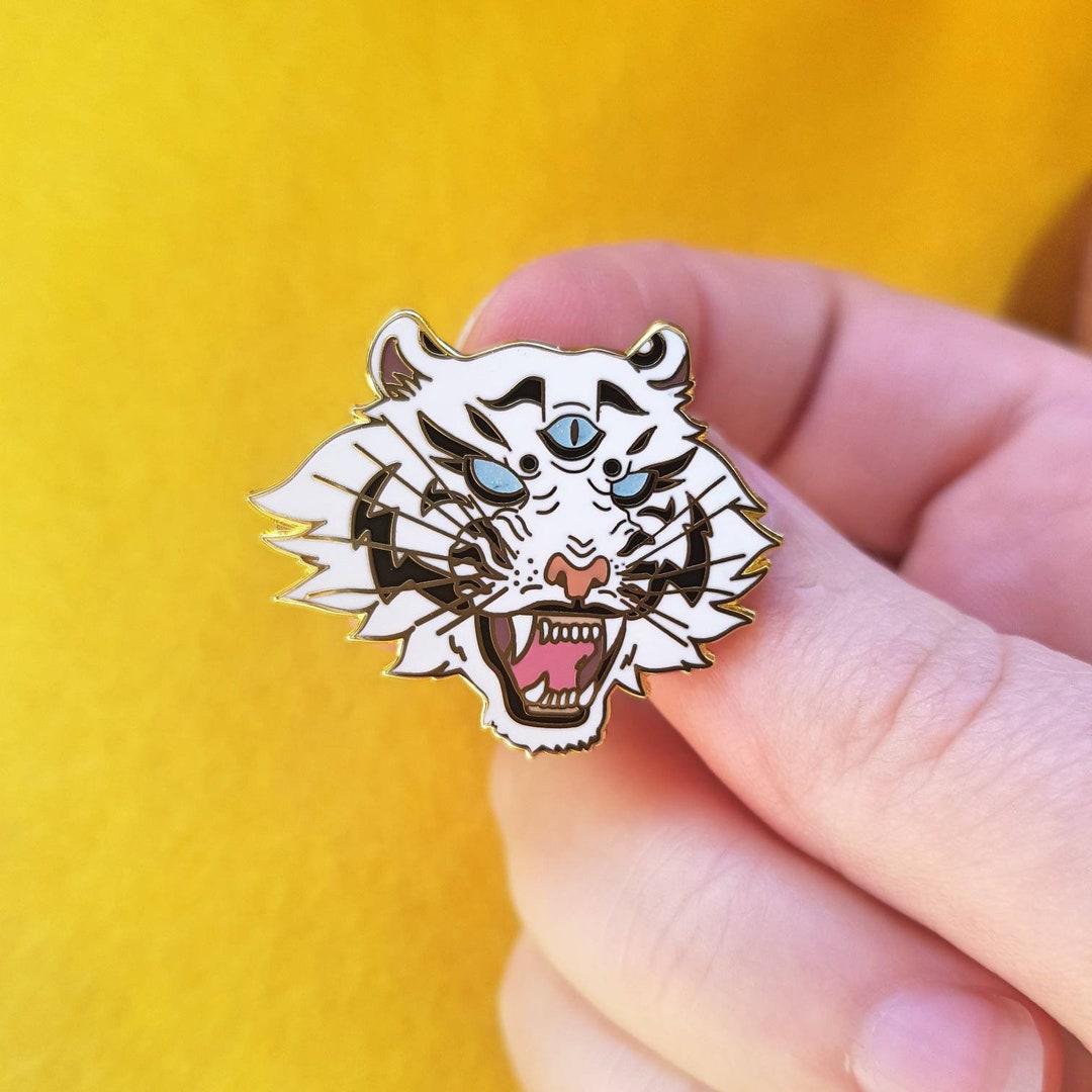 Tiger Enamel Pin With Glitter Eyes - Lapel Pin, Cloisonné Badge, Hard ...