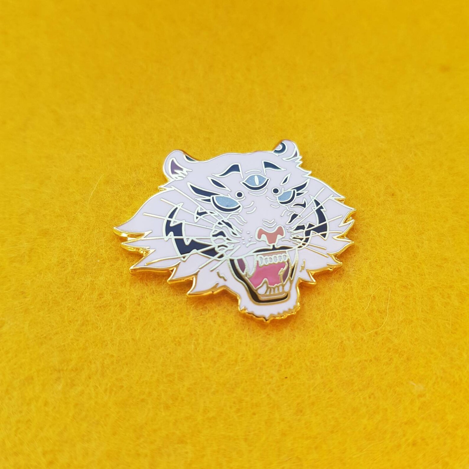 Tiger Enamel Pin With Glitter Eyes Lapel Pin Cloisonné | Etsy
