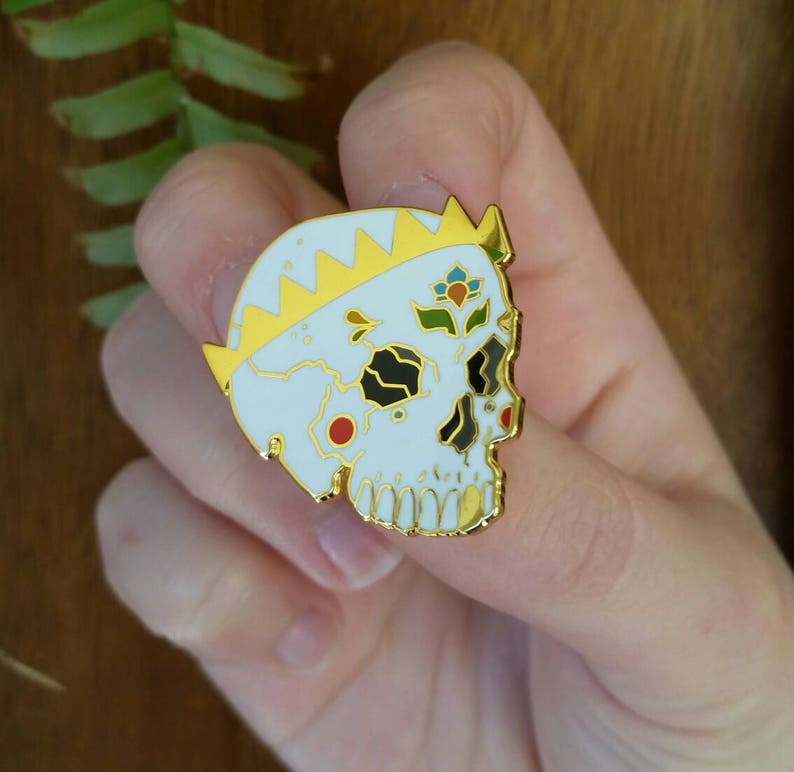 Skull With Gold Crown Hard Enamel Pin Skull Pin Enamel Pins - Etsy
