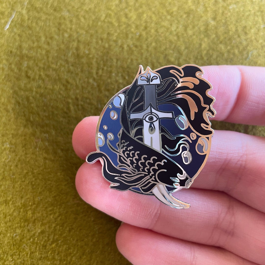 Black and Silver Fighter Fish Hard Enamel Pin, Gift Idea, Hat Pins ...