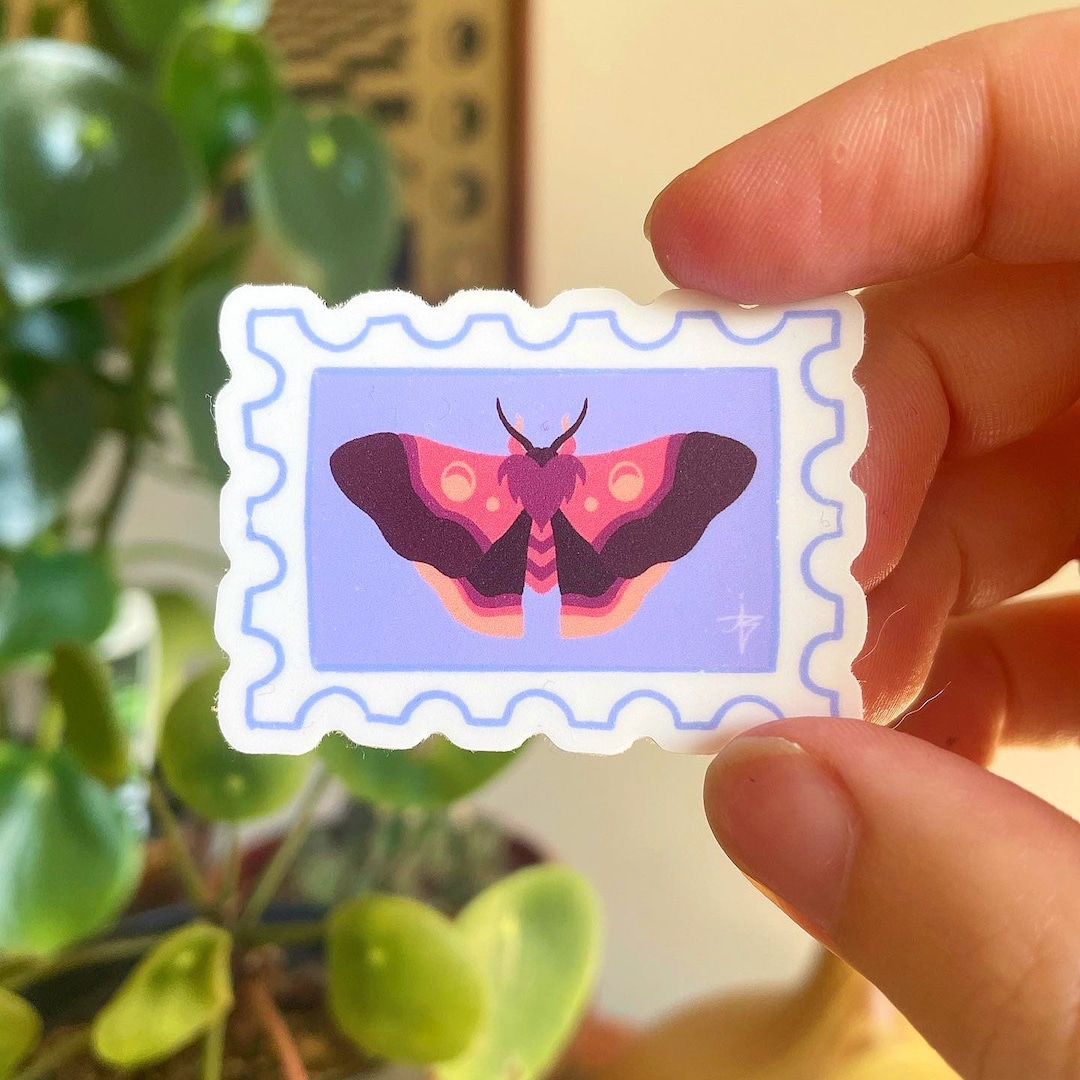 Oxblood Moth Vinyl Stamp Sticker – Weatherproof Insect Art - Etsy