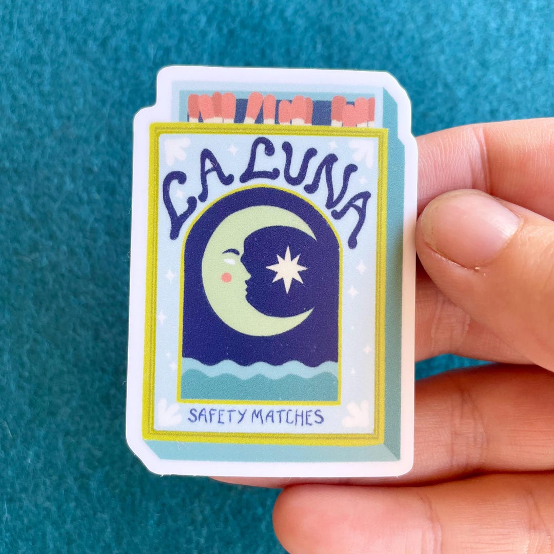 La Luna Safety Matches Vinyl Sticker - Vinyl Decal, Vintage Advertising ...