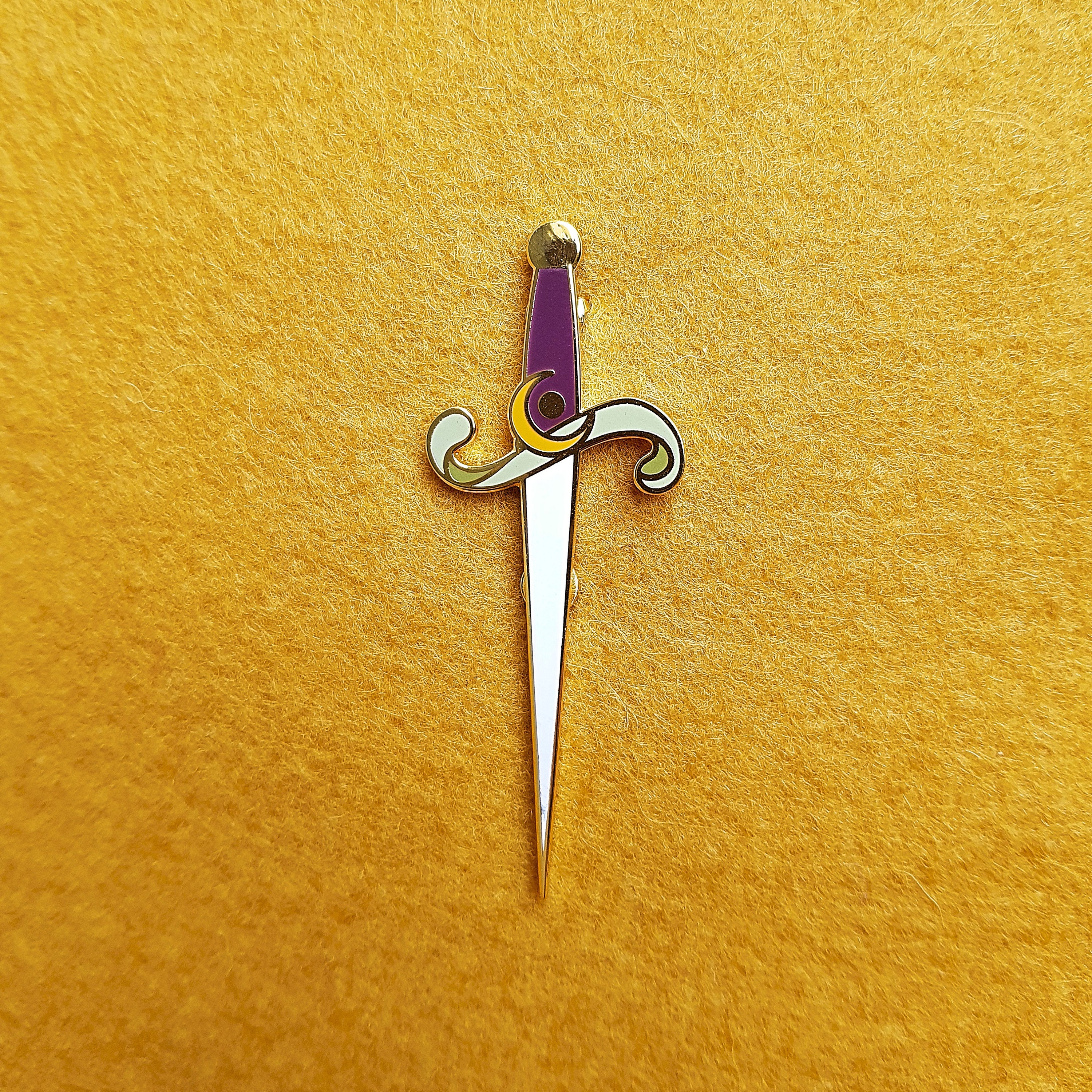 Art Nouveau Dagger Hard Enamel Pin – Gold Crescent Moon Sword - Etsy ...
