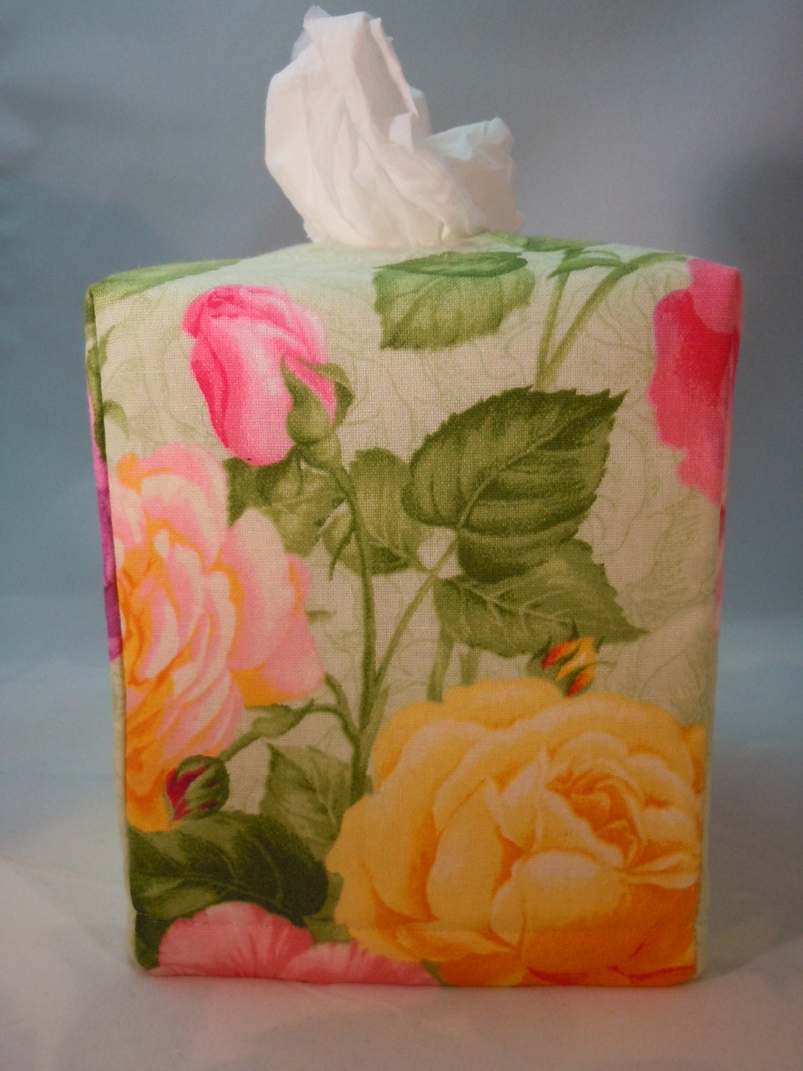 Large Pastel Roses Fabric Tissue Box Cover - Etsy España