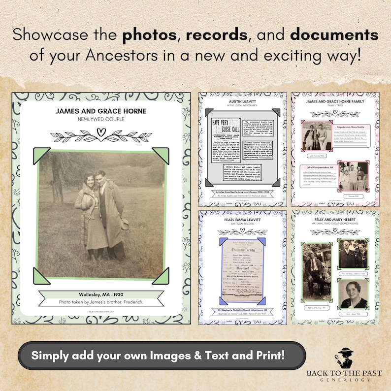 Document & Photo Caption Sheets for Family History, Ancestry, and ...
