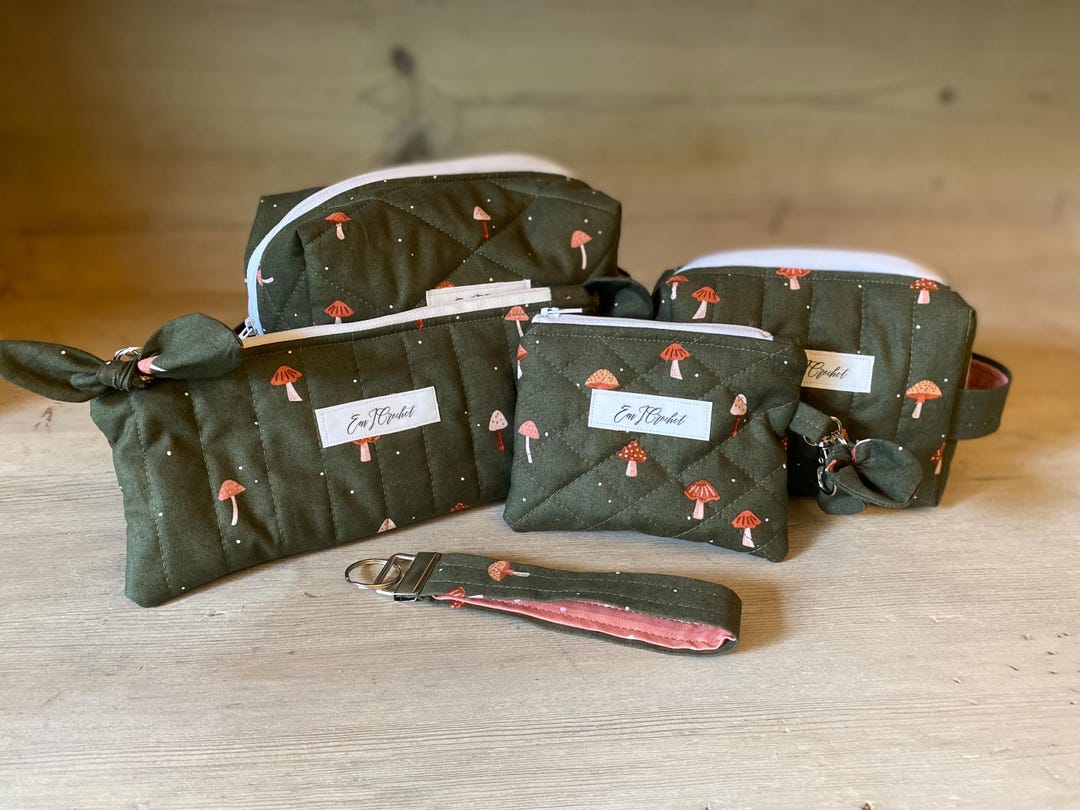 Mushroom Makeup Bag Set: Green Cottagecore Cosmetic Bags - Etsy