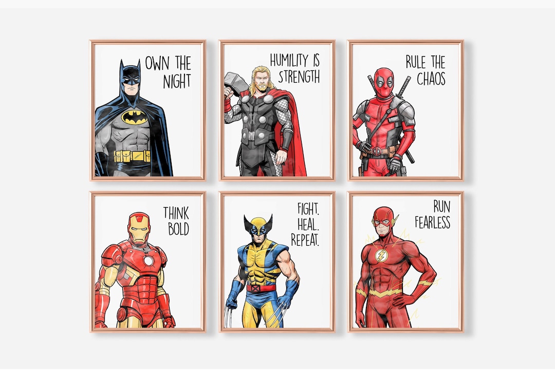 Superhero Comic Book Art Prints: Kids Room Decor (digital Download ...