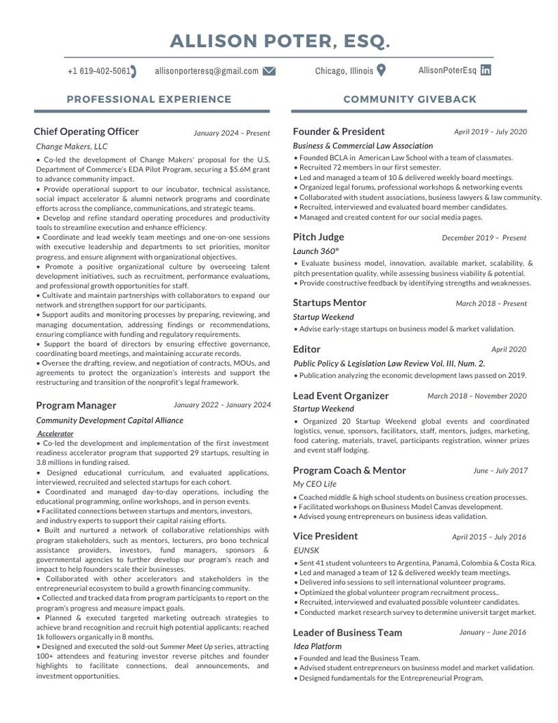 Editable Resume Template Canva: Modern CV Design (digital Download 8.5x11 Inches) - Etsy