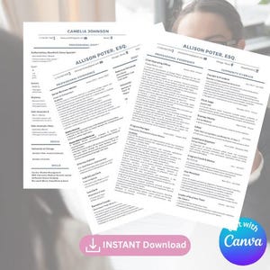 Editable Resume Template Canva: Modern CV Design (digital Download 8.5x11 Inches) - Etsy