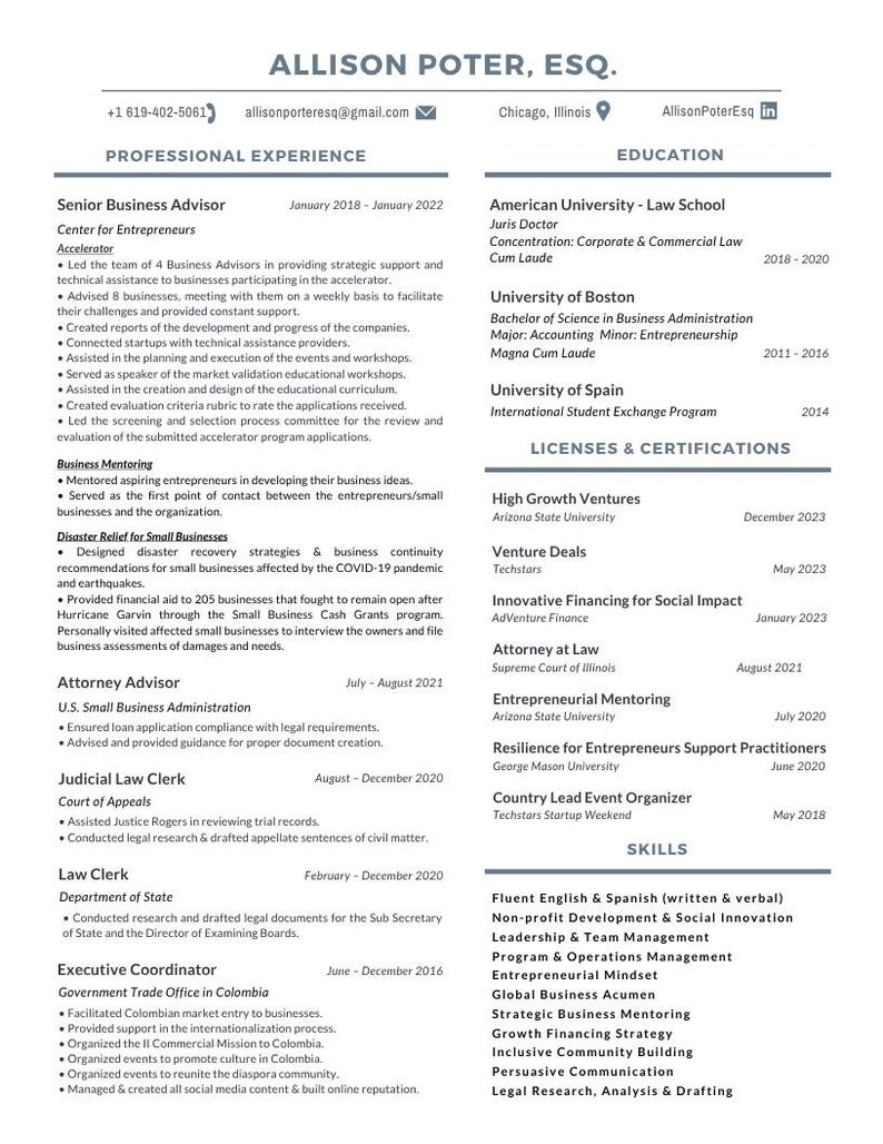 Editable Resume Template Canva: Modern CV Design (digital Download 8.5x11 Inches) - Etsy