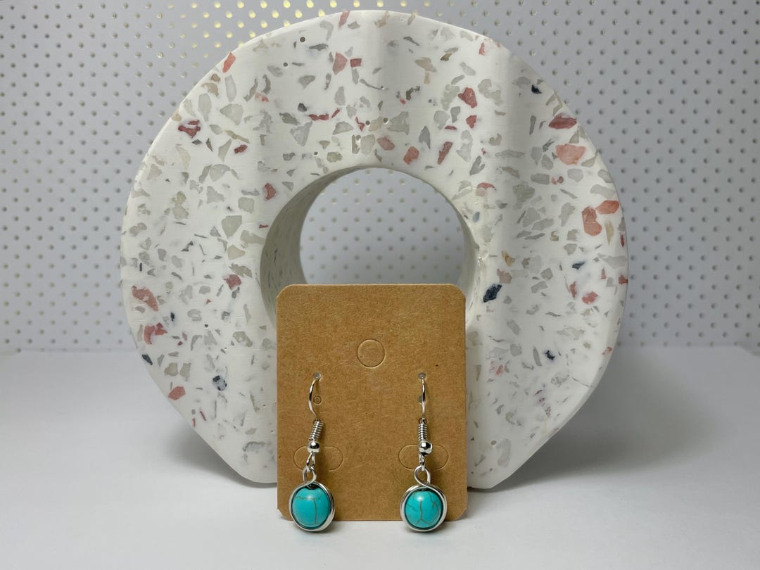 Wire Wrapped Dangling Turquoise Earring - Etsy