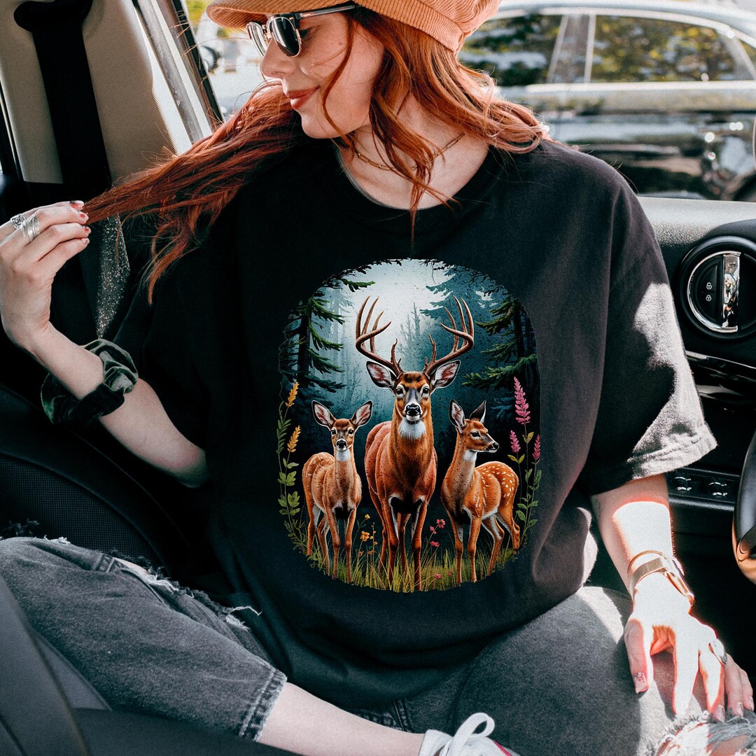 Vintage Deer Graphic T-shirt, 90s Y2K Forest Camping Tee - Etsy