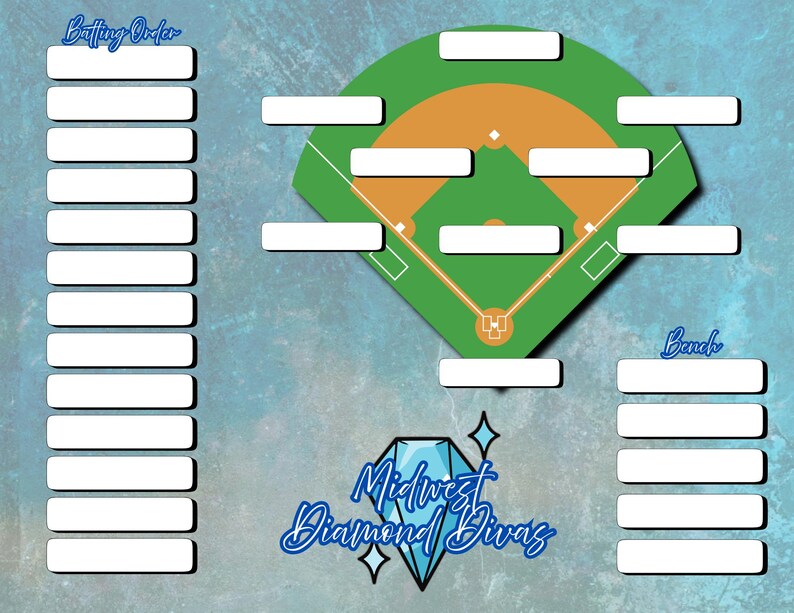 Custom Team Lineup Card - Printable Dugout Lineup Sheet - Personalized ...