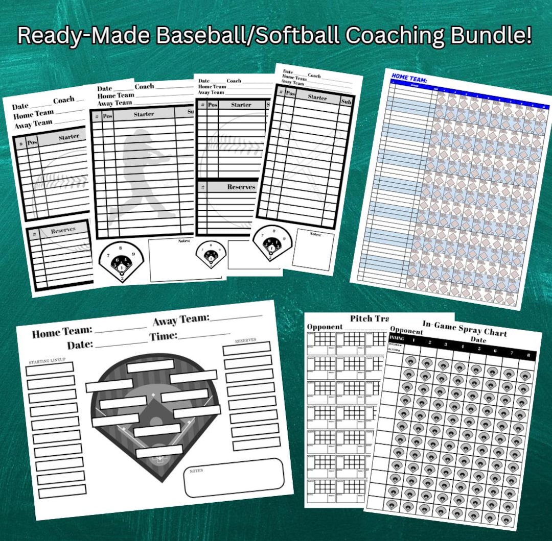 Baseball Softball Scorecard and Lineup Card Bundle | Printable ...