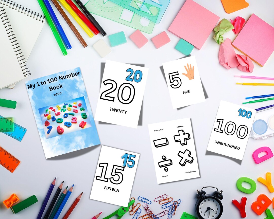 1 to 100 Number Flashcards Printable | Kids Math Learning Book | Number ...
