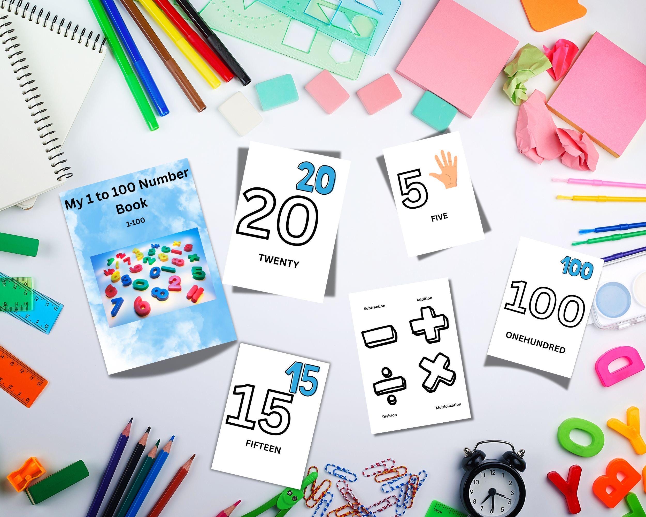 1 to 100 Number Flashcards Printable | Kids Math Learning Book | Number ...