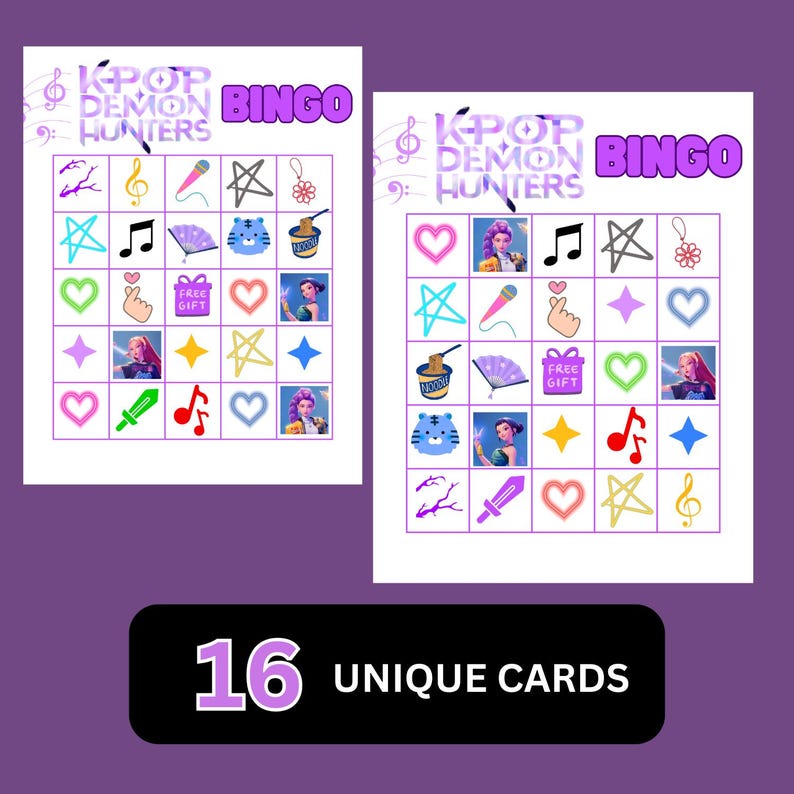KPOP Demon Hunters Bingo Game, Birthday Party (digital Download) - Etsy ...