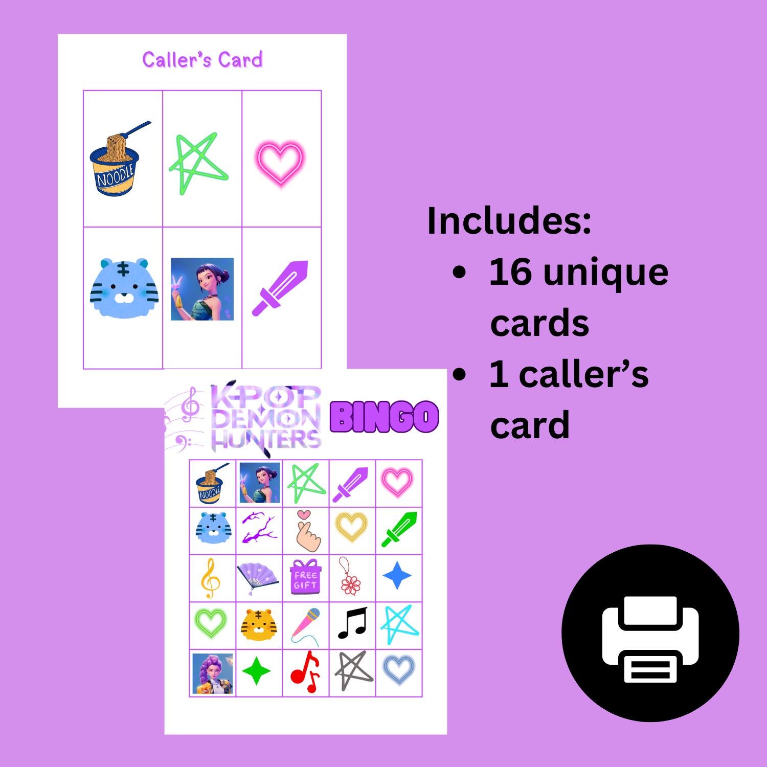 KPOP Demon Hunters Bingo Game, Birthday Party (digital Download) - Etsy