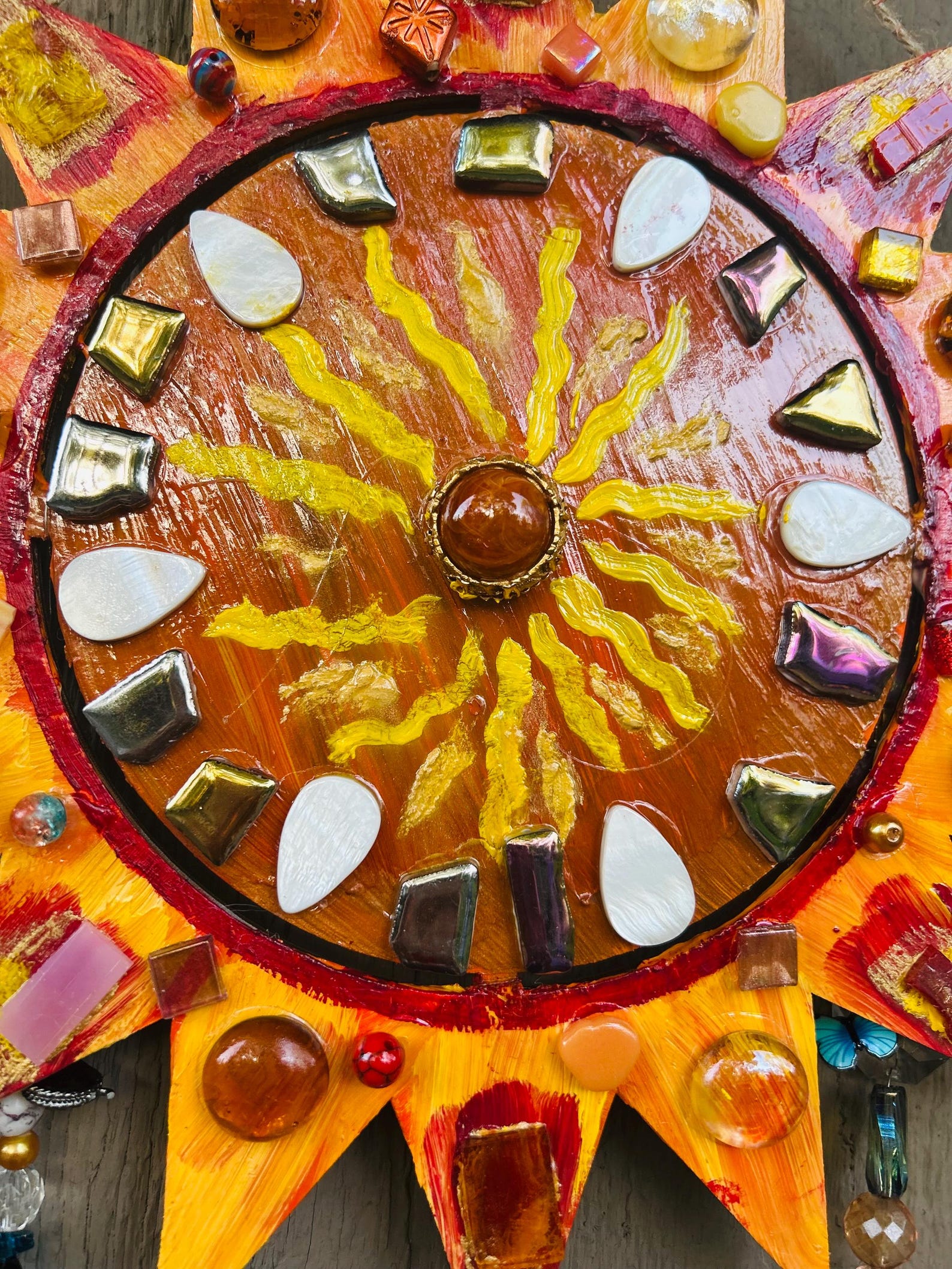 Suncatcher With Hanging Crystals. 9x9x.5 Inches. - Etsy