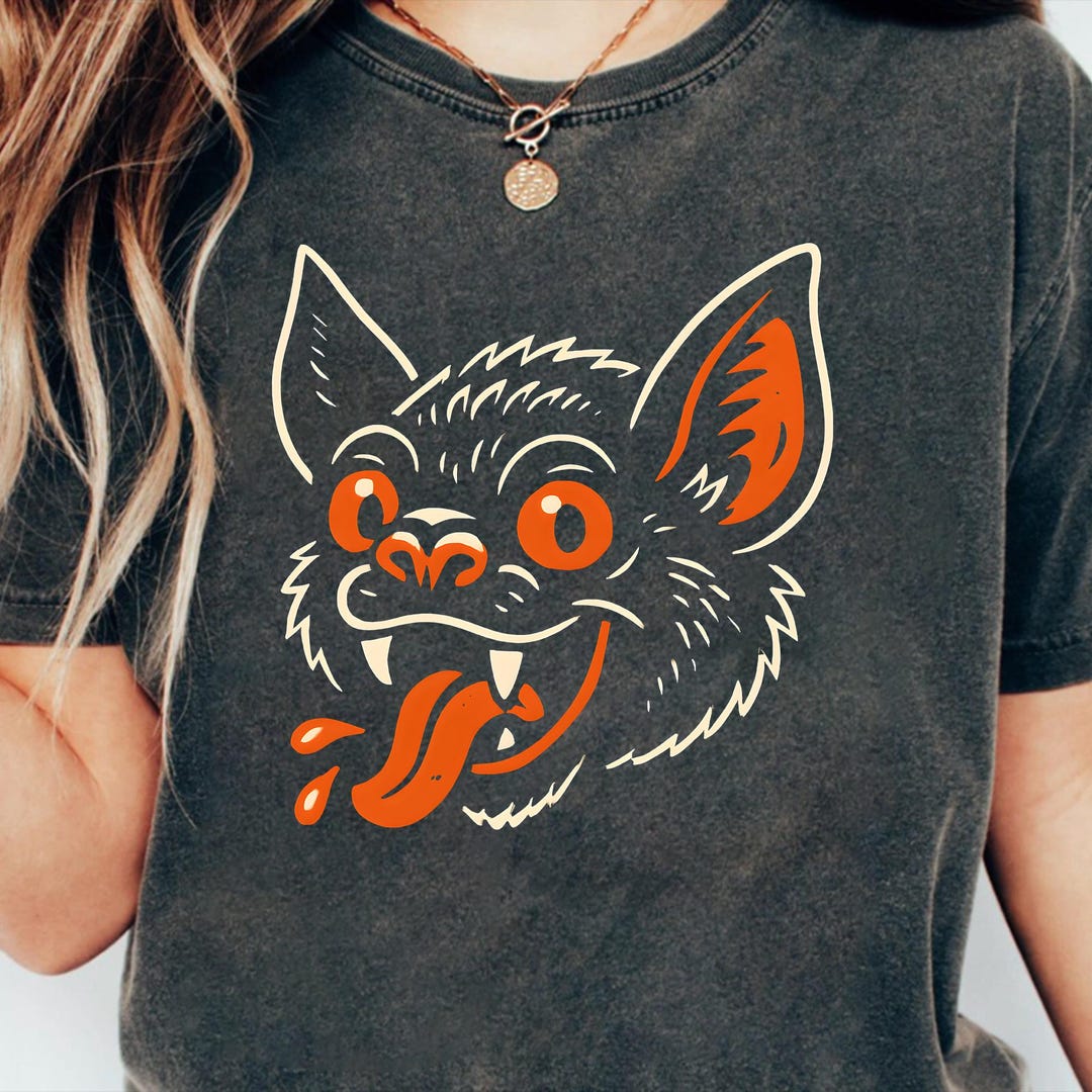 Crazy Bat PNG Digital Download | Retro Halloween Creature Art | Spooky ...