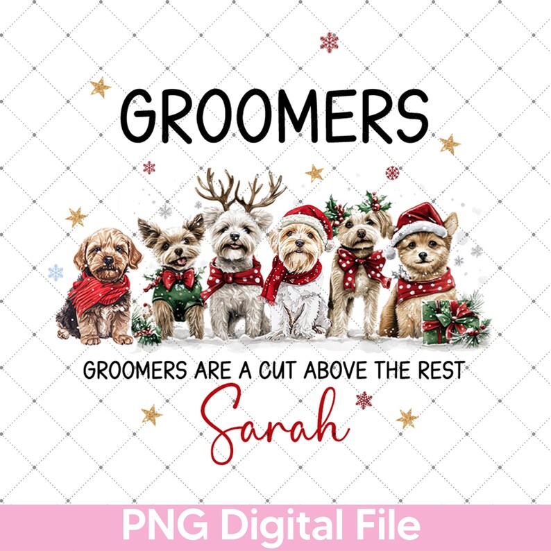 Custom Dog Groomer Christmas PNG, Personalized Pet Salon Clipart, Cute ...