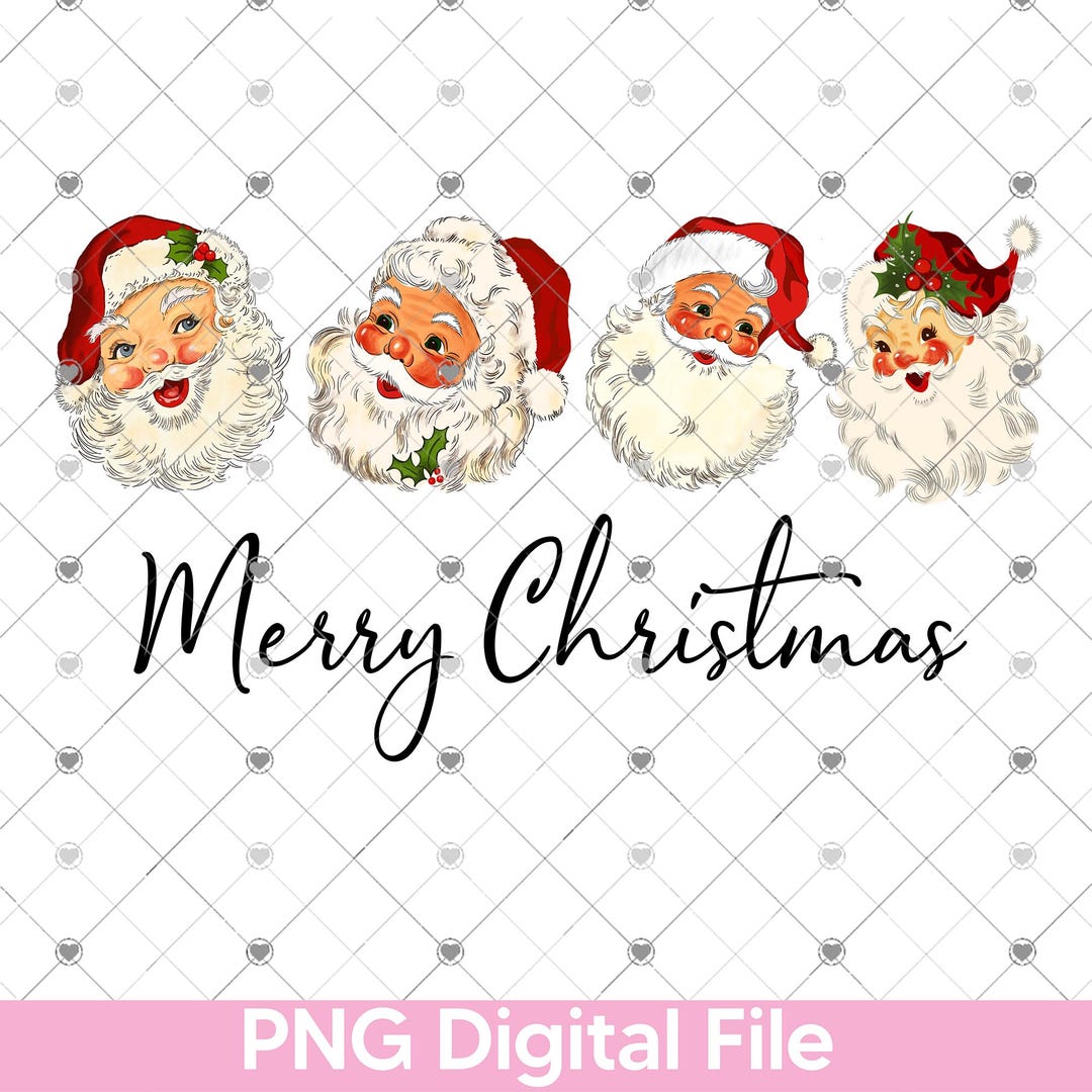 Vintage Santa Claus Faces PNG, Retro Christmas Santa Clipart, Old ...