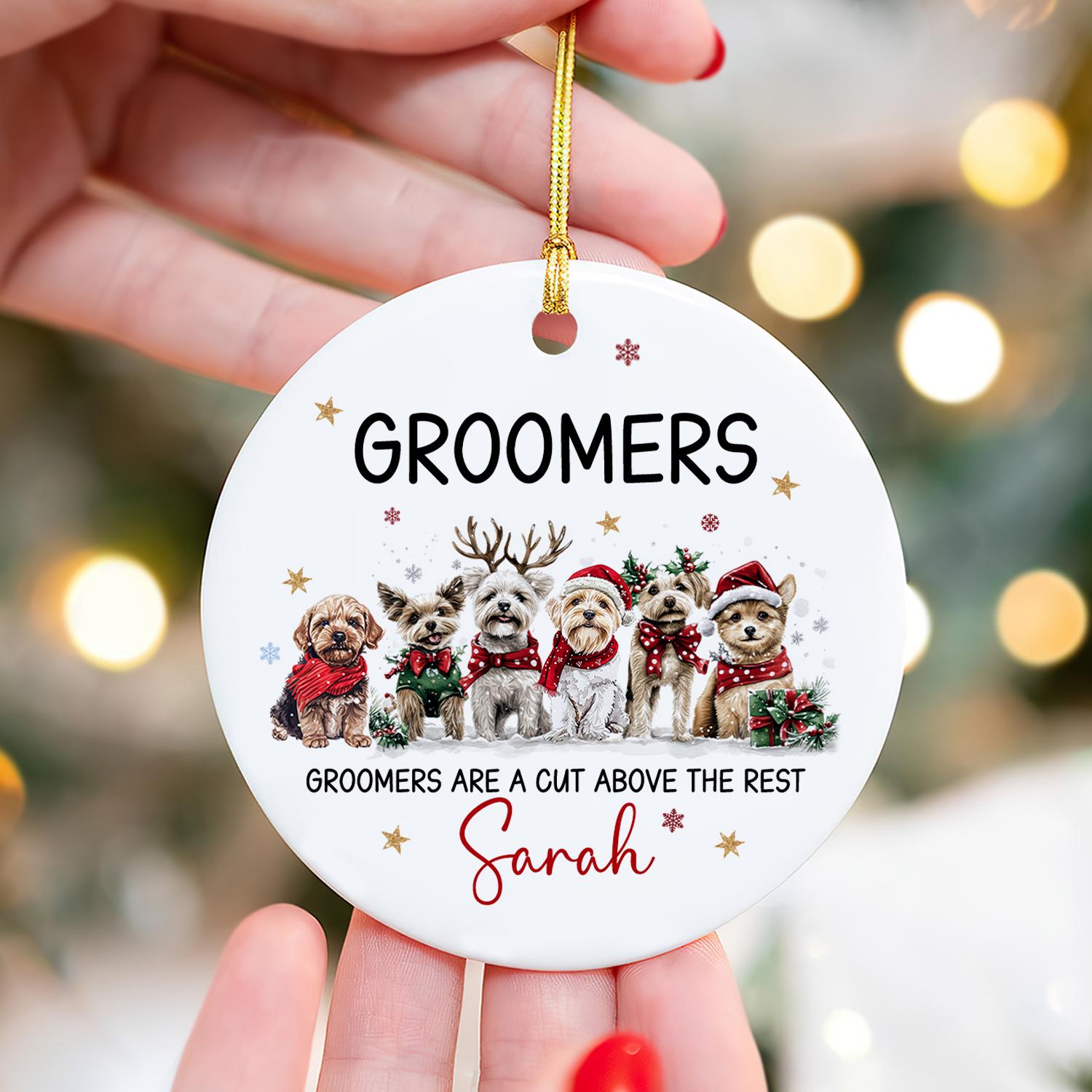 Custom Dog Groomer Christmas PNG, Personalized Pet Salon Clipart, Cute ...