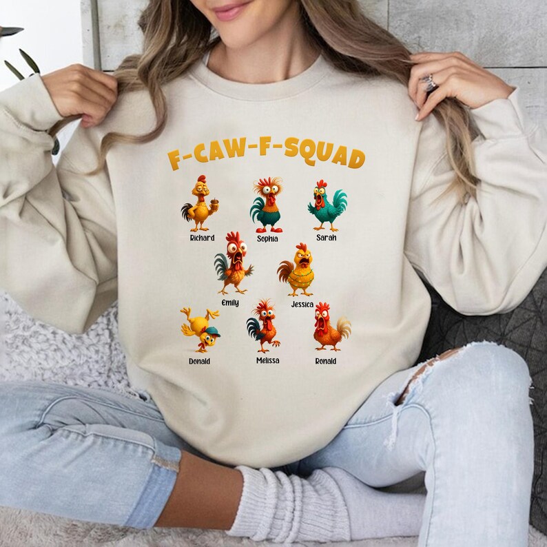Funny Chicken Family PNG, Personalized F-caw-f Squad, Custom Name ...