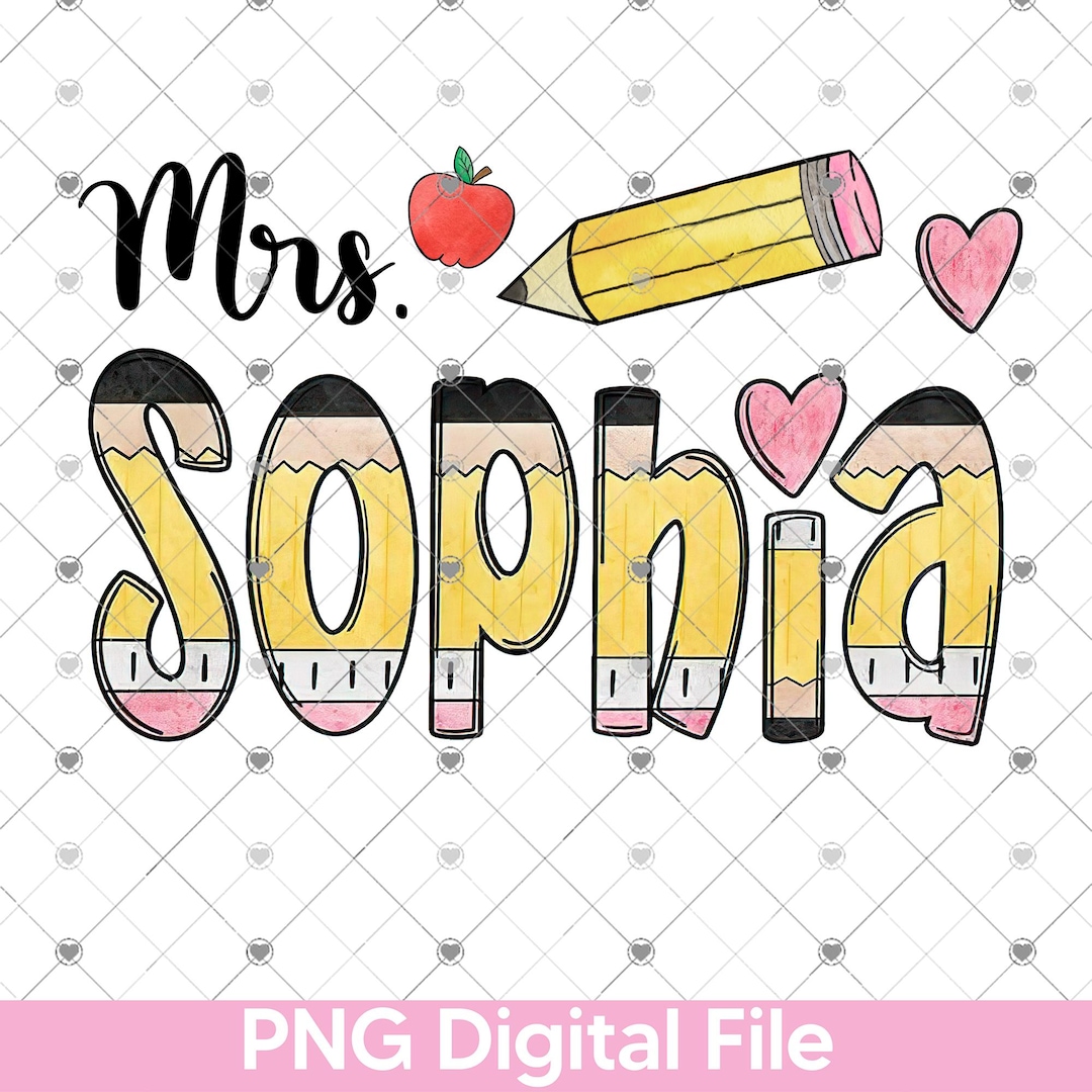 Custom Teacher Name PNG: Pencil Alphabet Clipart, Back to School Gift ...
