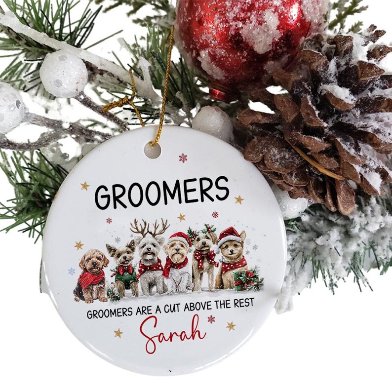 Custom Dog Groomer Christmas PNG, Personalized Pet Salon Clipart, Cute ...