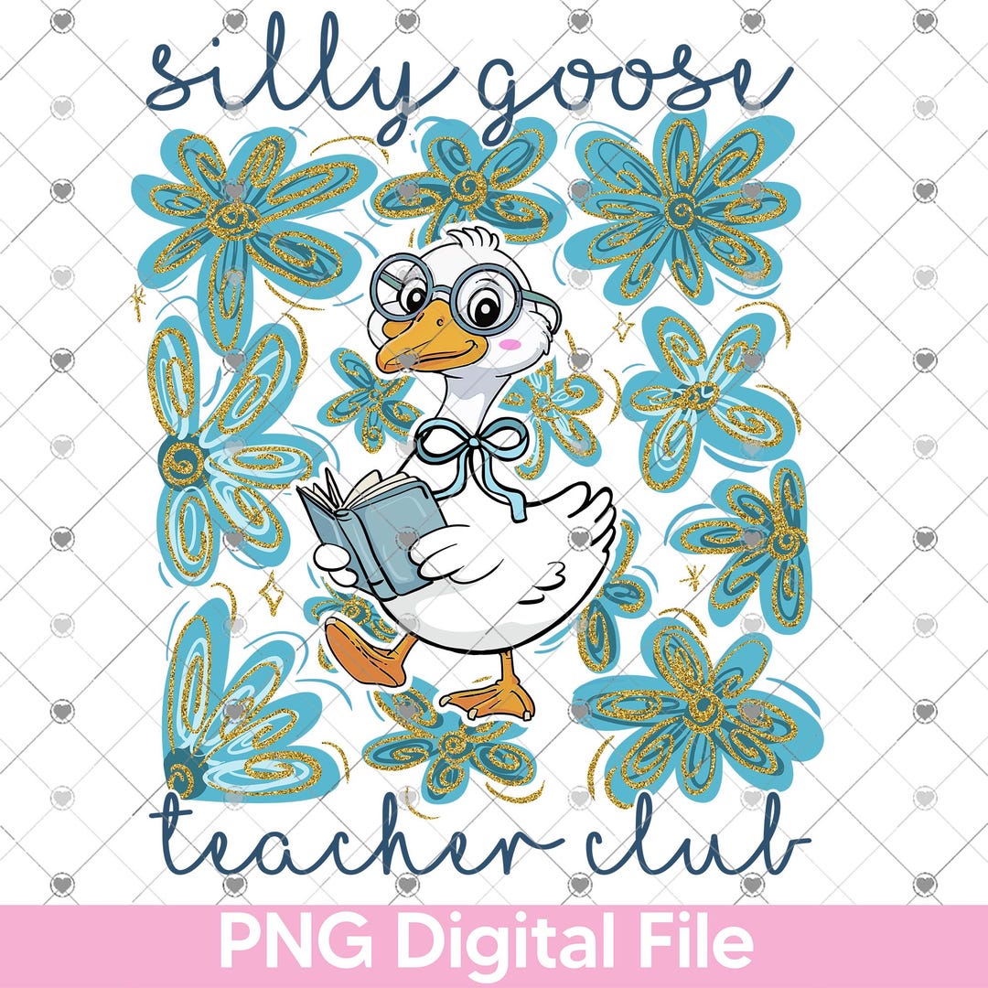 Silly Goose Teacher Club PNG – Funny Cute Goose Reading Book Clipart ...
