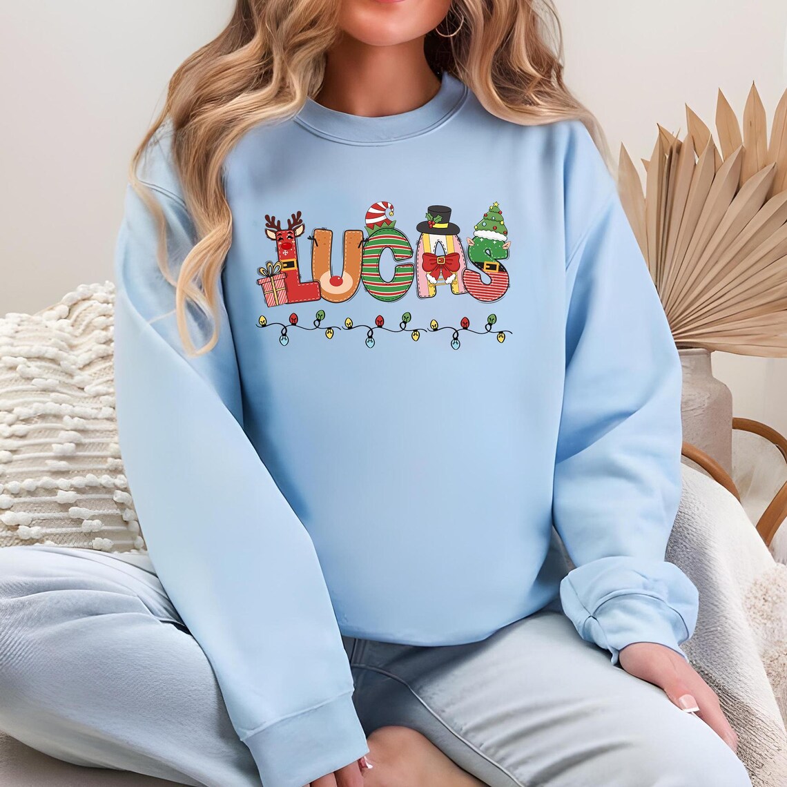 Custom Christmas Name PNG, Personalized Holiday Letters, Cute Reindeer ...