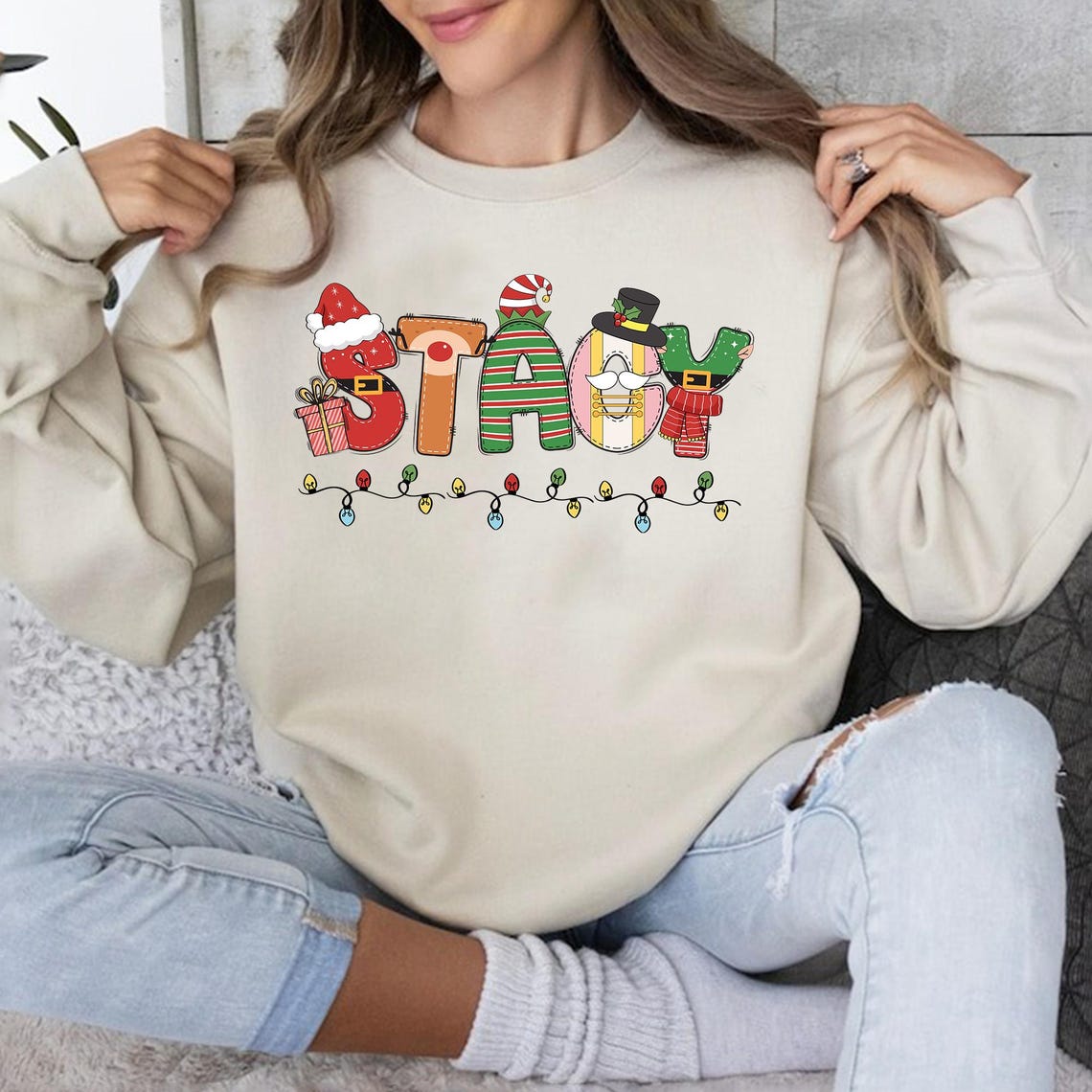 Custom Christmas Name PNG, Personalized Holiday Letters, Cute Reindeer ...