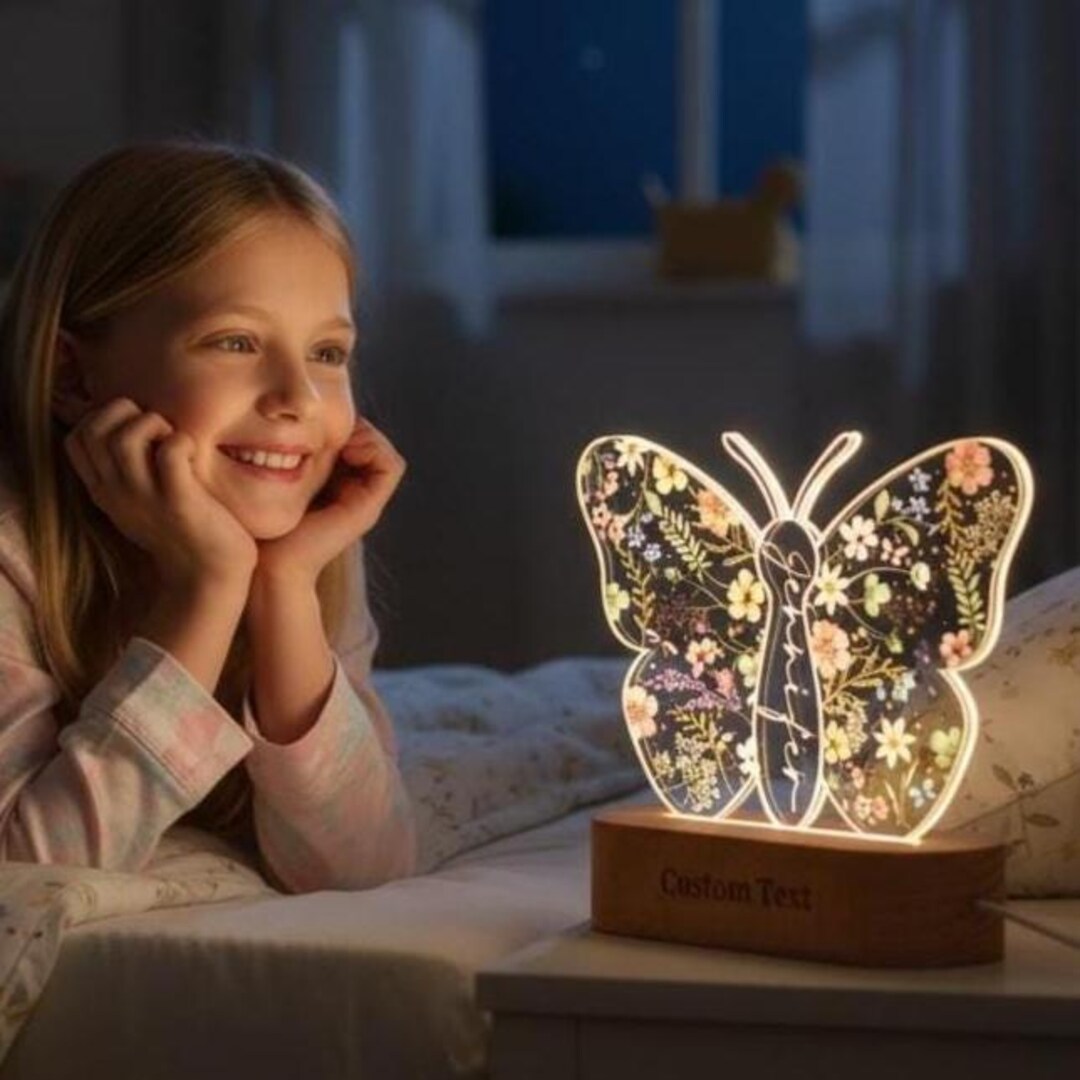 Butterfly Theme Floral Night Light, Nature Theme Decorative Night Light ...