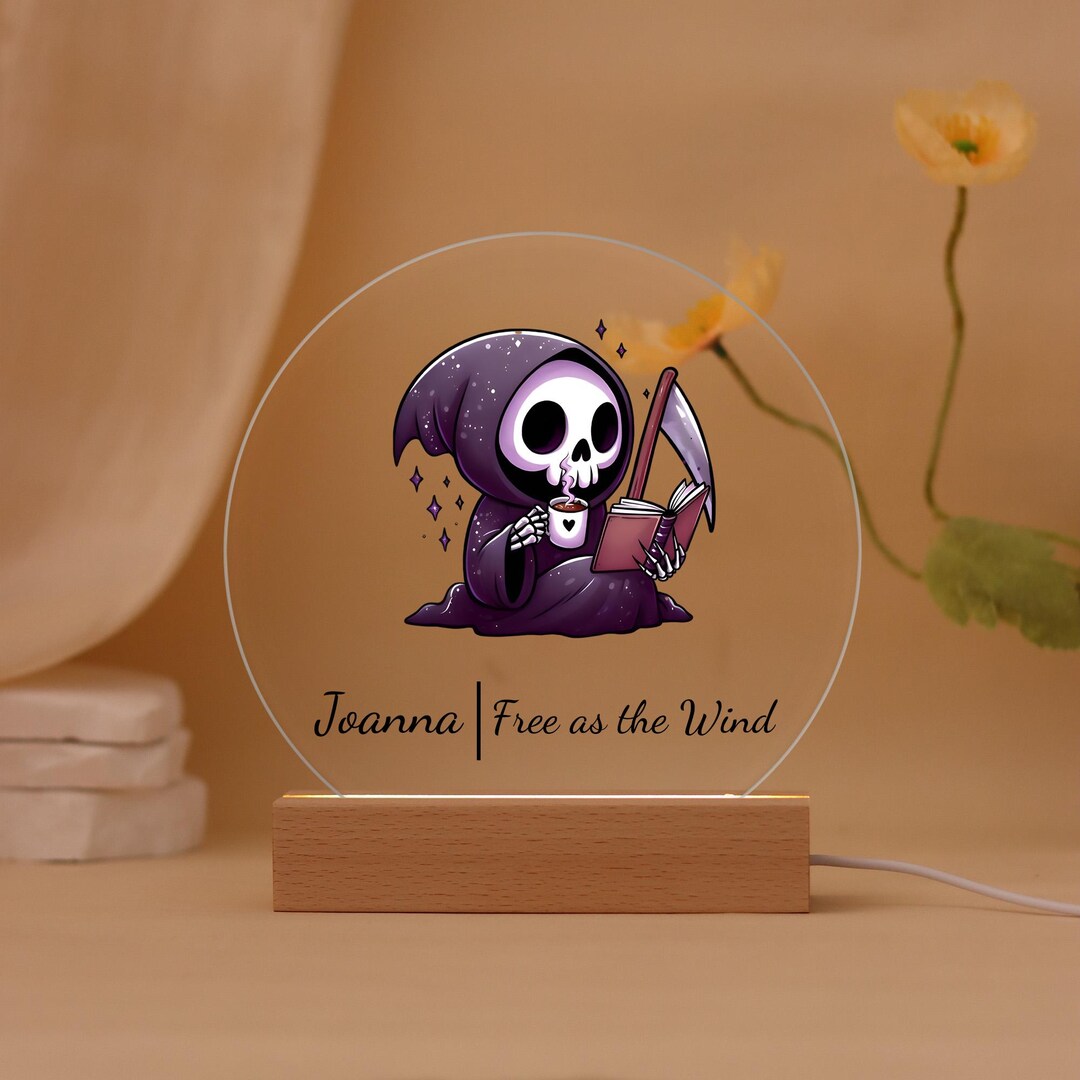 Kawaii Grim Reaper Coffee Time Night Light, Night Light for Kids Room ...