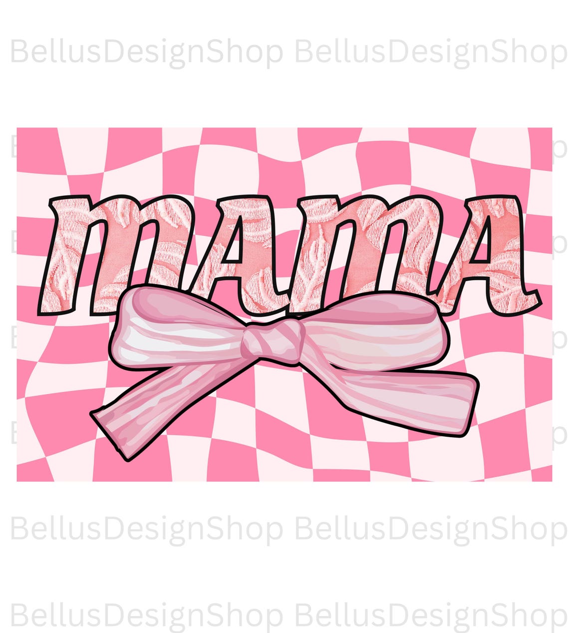 MAMA PNG | Pink Gingham Ribbon Mom Design - Etsy