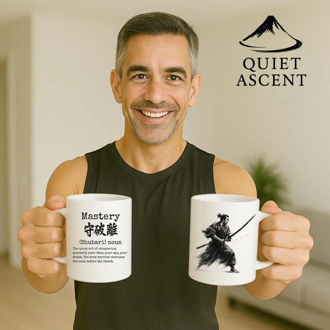 Zen Samurai Mug for Men, Motivational Gift With Mastery Quote, Japanese ...