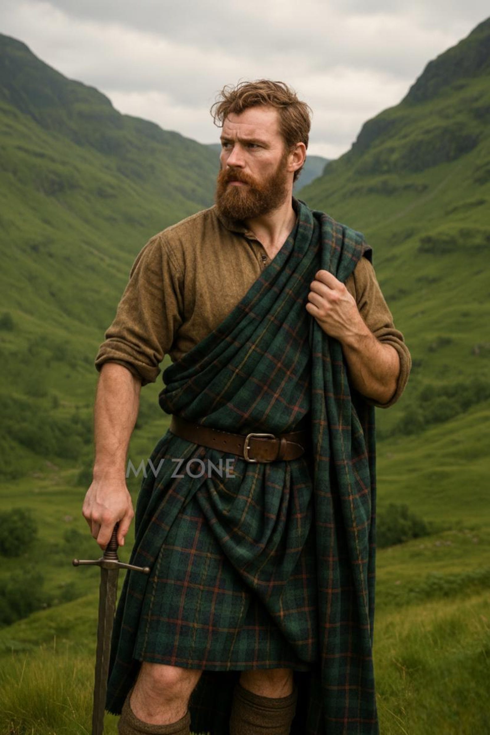 Scottish Great Kilt Wool Tartan | Traditional 16th Century Belted Plaid ...